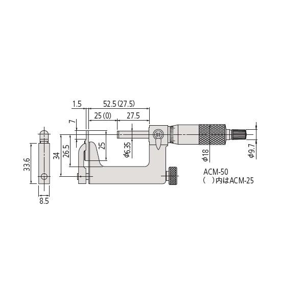 ミツトヨ(Mitutoyo) ACM-25(117-101) アナログユニマイクロメータ 測定範囲：0〜25mm : ファーストWORKヤフー店 - 通販 - Yahoo!ショッピング