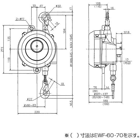 遠藤工業（ENDO） EWF型スプリングバランサー EWF-40 標準タイプ 30〜40kg 1.5m :endo-ewf-40:ファーストヤフー店 - 通販 - Yahoo!ショッピング
