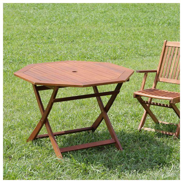 不二貿易 81062 八角テーブル 110cm #GT05FBガーデン ベランダ 机 木製 折りたたみ おしゃれ : ファーストヤフー店 - 通販 - Yahoo!ショッピング