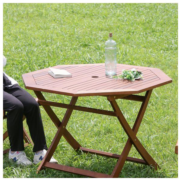 不二貿易 81062 八角テーブル 110cm #GT05FBガーデン ベランダ 机 木製 折りたたみ おしゃれ : ファーストヤフー店 - 通販 - Yahoo!ショッピング