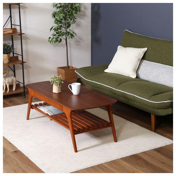 不二貿易 98070 引出し付きセンターテーブル BR ブラウン ローテーブル リビングテーブル 引出付き シンプル 木製 ...