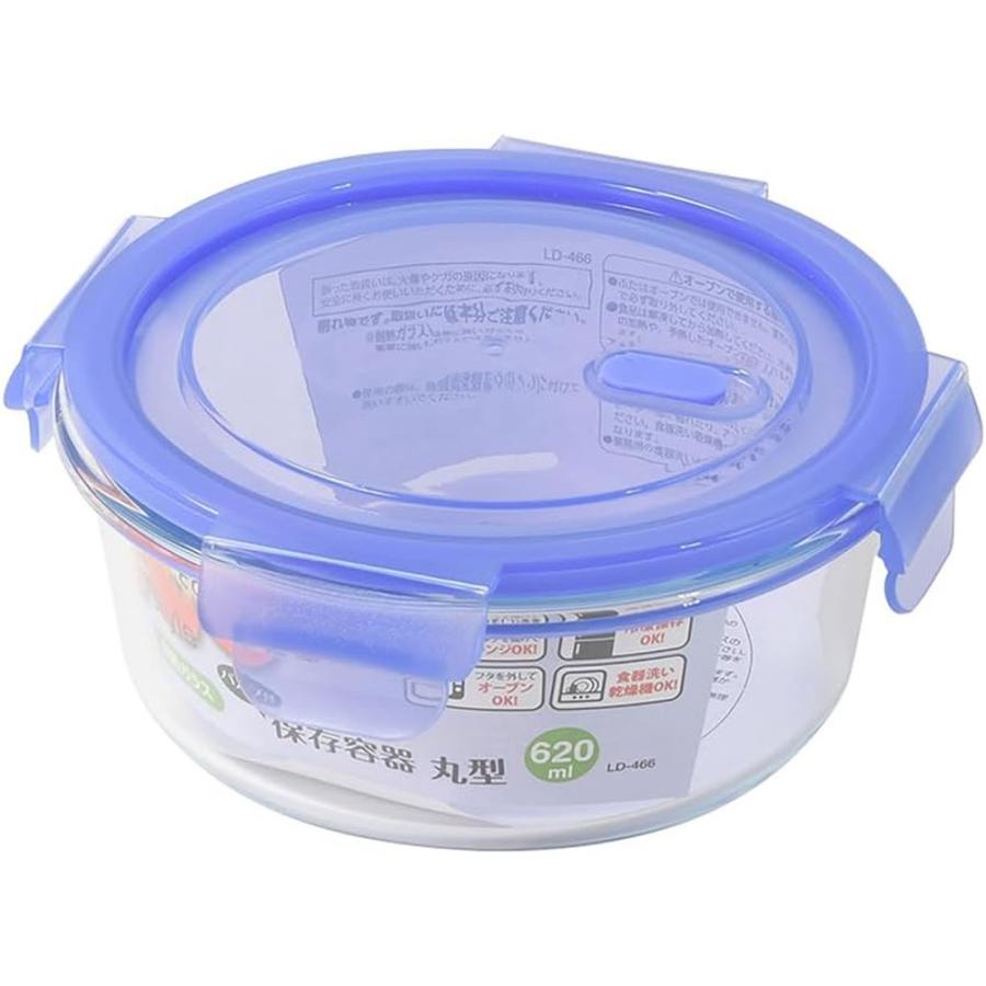 中山福 リバティーコーポレーション 耐熱ガラス バルブ付 保存容器 丸型 620ml クリアブルー LD-466 NewSty [LD-466] : ファーストヤフー店 - 通販 ...