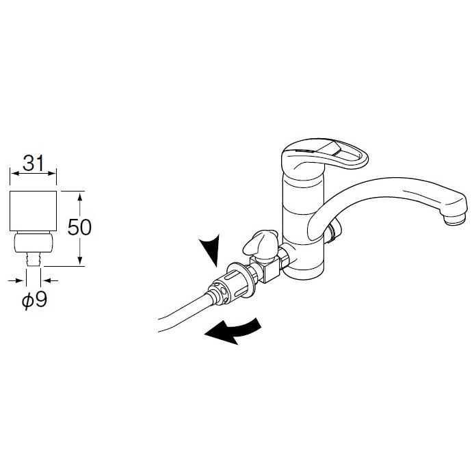 三栄水栓(SANEI) PT17-7F 浄水器分岐アダプター｜キッチン用 ：SB6505 : sanei-pt17-7f : ファーストヤフー店 - 通販 - Yahoo!ショッピング