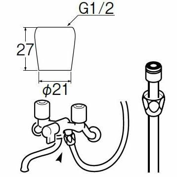 SANEI（水栓金具） 三栄水栓(SANEI) PU86TF-2 ホース金具｜バスルーム用 ：SB5827 : ファーストヤフー店 - 通販 - Yahoo!ショッピング