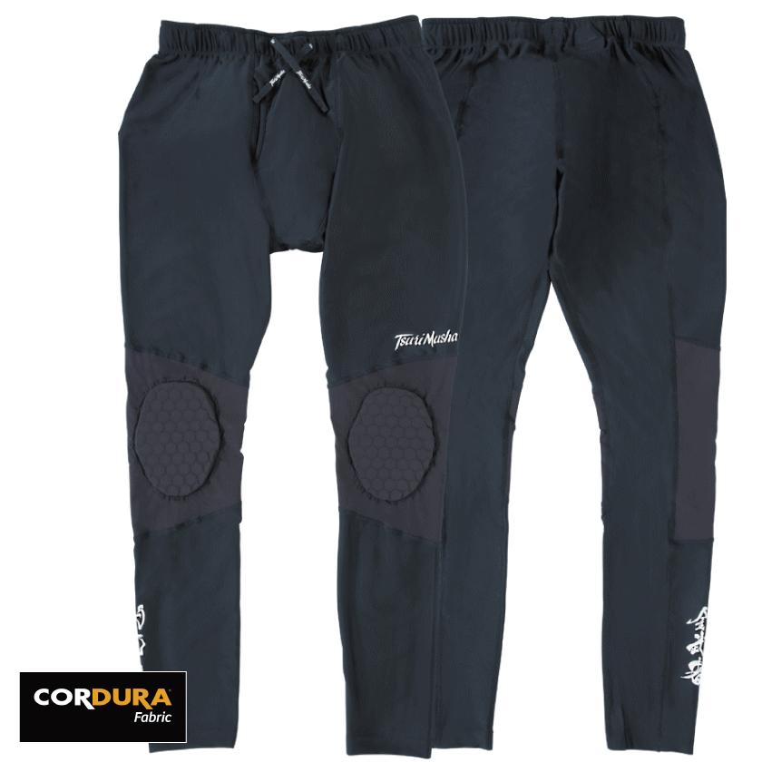 釣武者 フィッシングウェア コーデュラ・ニーガードタイツ  SS  ブラック 釣武者 TsuriMusha コーデュラ・ニーガードタイツ ブラック SSサイズ