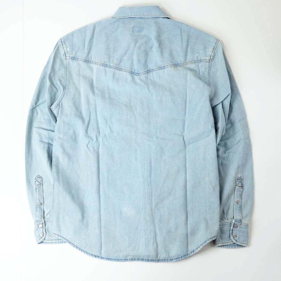 DIESEL（ディーゼル） D-OCEAN メンズ ダメージ加工 ウエスタン デニムシャツ ライトインディゴ : FITS - 通販 ...