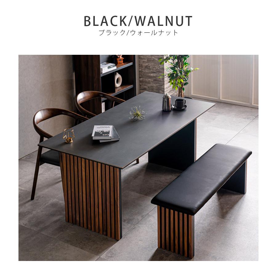 ダイニング4点セット 幅165cm ダイニングセット おしゃれ モダン セラミック天板 収納付き セラミックトップ 突板 ウォールナット オーク チェア ベンチ セット : ki-577 ...