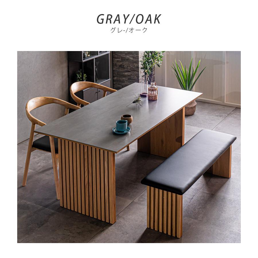 ダイニング4点セット 幅165cm ダイニングセット おしゃれ モダン セラミック天板 収納付き セラミックトップ 突板 ウォールナット オーク チェア ベンチ セット : ki-577 ...