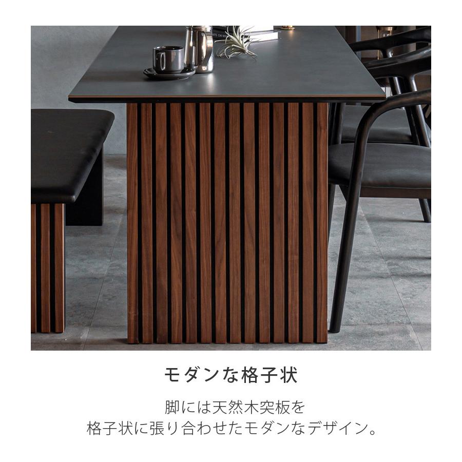 ダイニング4点セット 幅165cm ダイニングセット おしゃれ モダン セラミック天板 収納付き セラミックトップ 突板 ウォールナット オーク チェア ベンチ セット : ki-577 ...