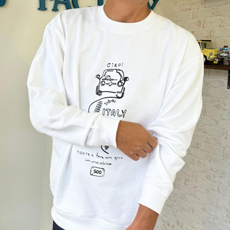 FJファクトリー “Ciao! Italy” ホワイト オリジナル トレーナー スウェット フィアット アバルト M/L/XL : フィアット ...