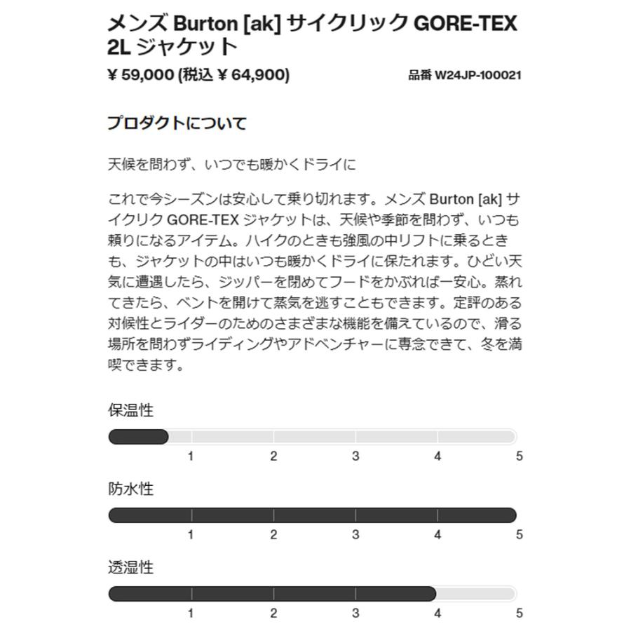 BURTON バートン ウェア Men's [ak] Cyclic GORETEX 2L Jacket 23-24(2024)モデル ジャケット : F.JANCK Yahoo!店 - 通販 ...