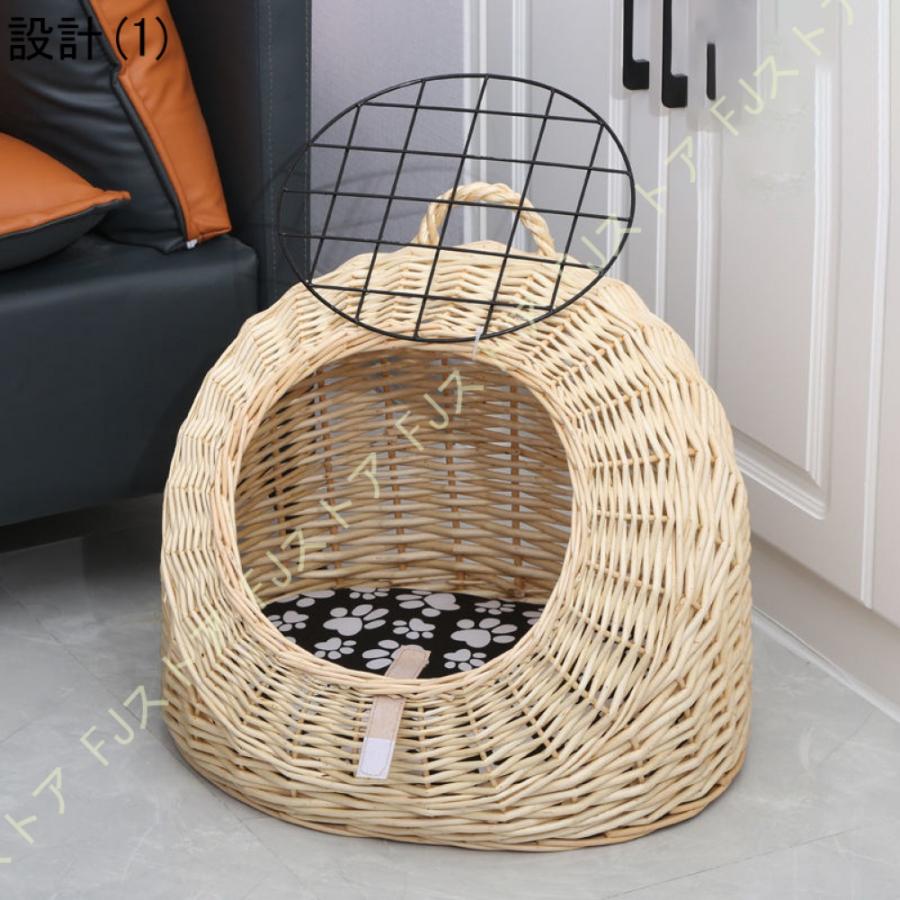 猫 ベッド ペットベッド 猫用 ハウス ラタン カゴ 夏用 お洒落 ペット用品 猫ちぐら 猫寝床 和式 室内 ねこ 小型犬 うさぎ 小動物 藤編み 手編みかご 洗える :17i-bqU ...