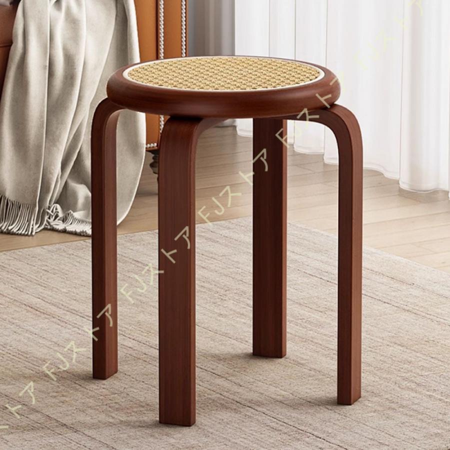 スタッキングチェア 丸いす チェア ダイニングスツール 天然木 重ねられる椅子 キッチン 台所 リビング 来客用 食事 スツール 椅子 木製 丸 籐編みスツール : u81-a22 ...