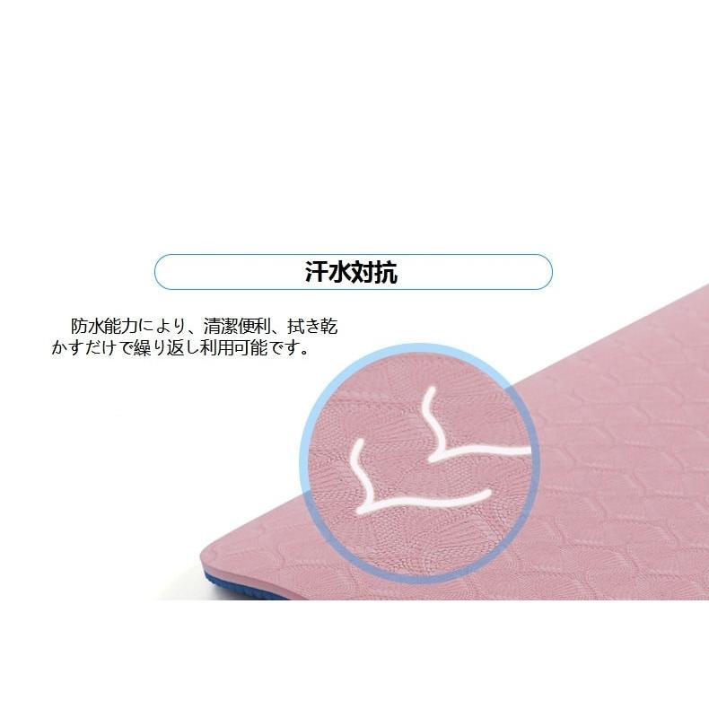 ブランド登録なし ヨガマット ストレッチマット SGS認証済 TPEエコ素材 6mm ガイドラインあり ストラップ付 初心者中級者向け 防水 耐久性 滑り止め ピラティスマット : FKD ...