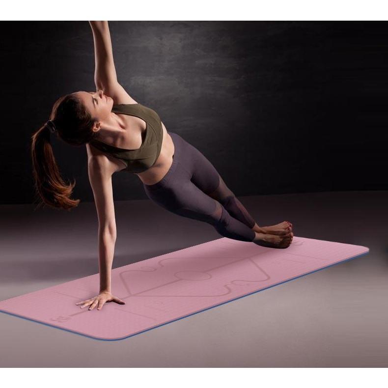 ブランド登録なし ヨガマット ストレッチマット SGS認証済 TPEエコ素材 6mm ガイドラインあり ストラップ付 初心者中級者向け 防水 耐久性 滑り止め ピラティスマット : FKD ...