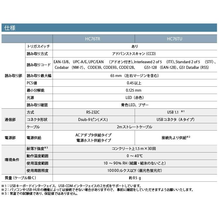 デンソー HC76TR AC電源供給タイプ デンソーウェーブ RS232C バーコードリーダー DENSO WAVE : POSレジ用品 エフ ...