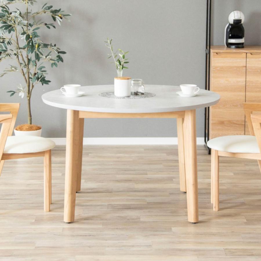 tac INTERIOR ラウンドテーブル ダイニング テーブル 丸 幅 110 cm 110幅 四人用 幅110 110センチ 石目調 メラミン 白 北欧 リビング ホワイト ブラック ...