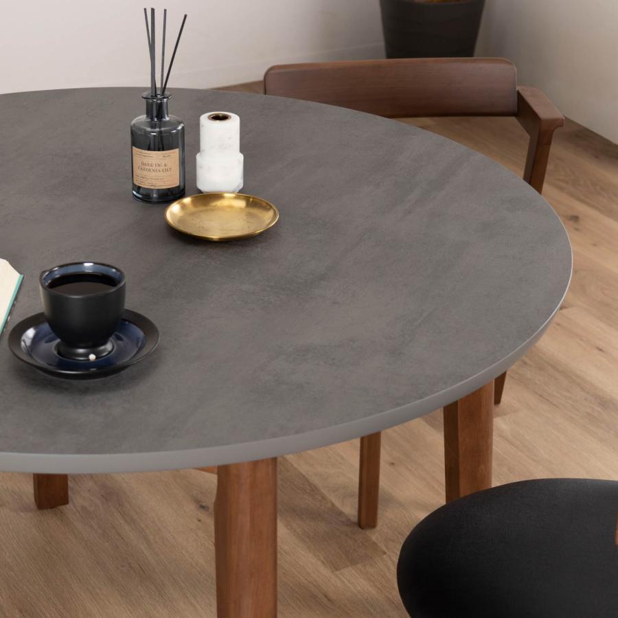tac INTERIOR ラウンドテーブル ダイニング テーブル 丸 幅 110 cm 110幅 四人用 幅110 110センチ 石目調 メラミン 白 北欧 リビング ホワイト ブラック ...