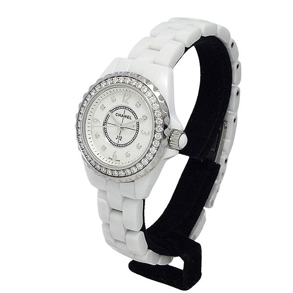 J12 CHANEL シャネル H2572 ホワイトセラミック 8Pダイヤモンド ダイヤモンドベゼル 29mm レディース 腕時計【中古 ...