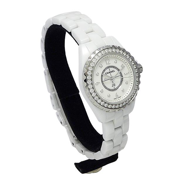 J12 CHANEL シャネル H2572 ホワイトセラミック 8Pダイヤモンド ダイヤモンドベゼル 29mm レディース 腕時計【中古 ...