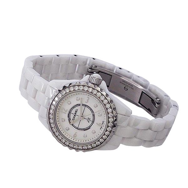 J12 CHANEL シャネル H2572 ホワイトセラミック 8Pダイヤモンド ダイヤモンドベゼル 29mm レディース 腕時計【中古 ...