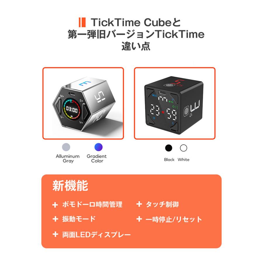Ticktime Cube キューブ ポモドーロ デジタル タイマー 両面LEDパネル タップ操作 /海外× : flaner - 通販 - Yahoo!ショッピング
