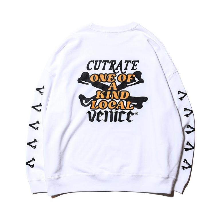 CUTRATE カットレイト ×VENICE8 COFFEE HOUSE CROSS BONE DROPSHOULDER CREW NECK スウェットシャツ : cr052 : フラッシュ ...