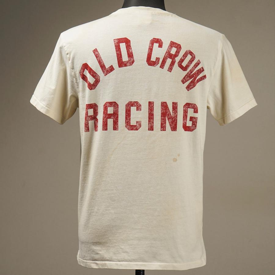 OLD CROW(GLAD HAND) CROW (オールドクロウ) RACING S/S Tシャツ Whiteビンテージフィニッシュ ...
