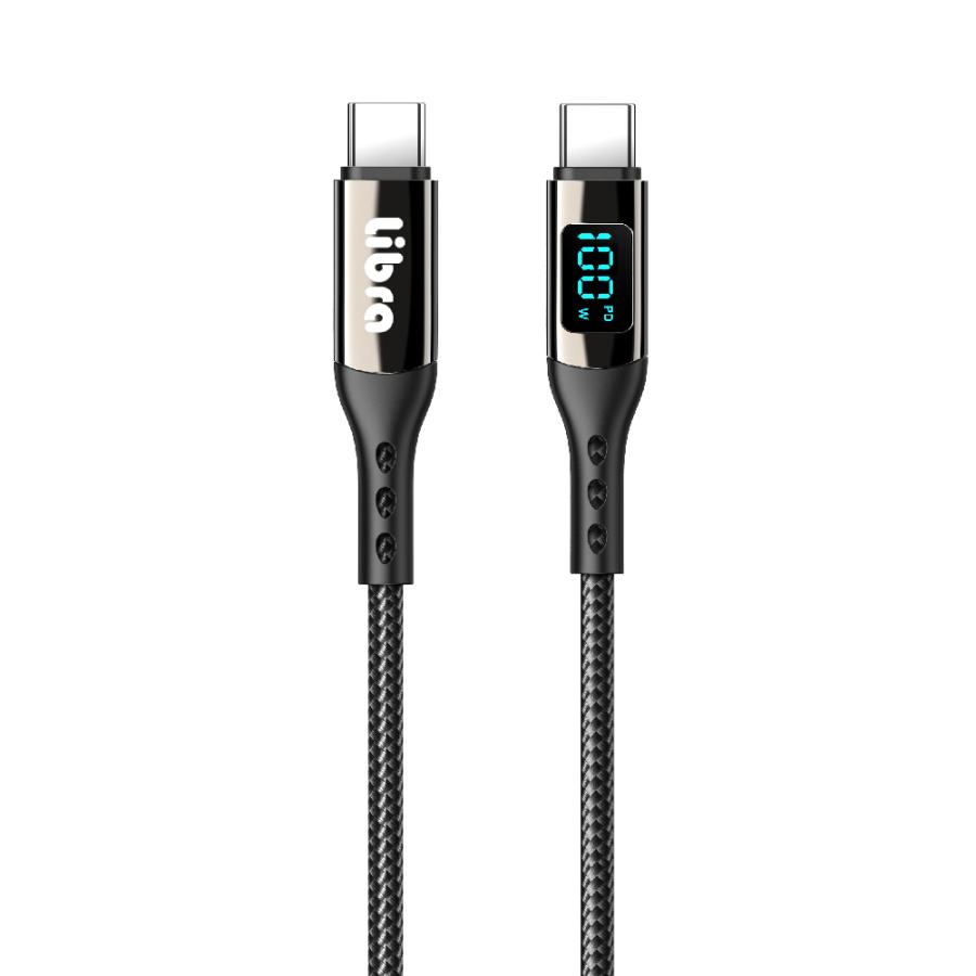 TYPE-Cケーブル USB-C to C 1.2m 液晶付き 電圧・電流チェッカー付 最大100W(20V/5A出力)対応 USB2.0 充電・データ通信用 120cm Libra LBR ...