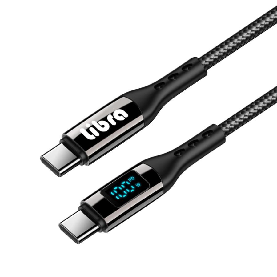 TYPE-Cケーブル USB-C to C 1.2m 液晶付き 電圧・電流チェッカー付 最大100W(20V/5A出力)対応 USB2.0 充電・データ通信用 120cm Libra LBR ...