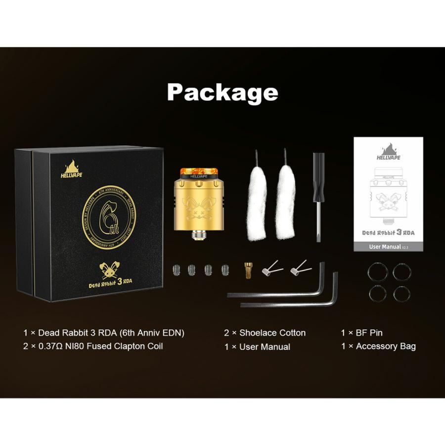 6周年 Hellvape Dead Rabbit V3 RDA 6th ヘルべイプ デッドラビット アニバーサリー 電子タバコ vape ...