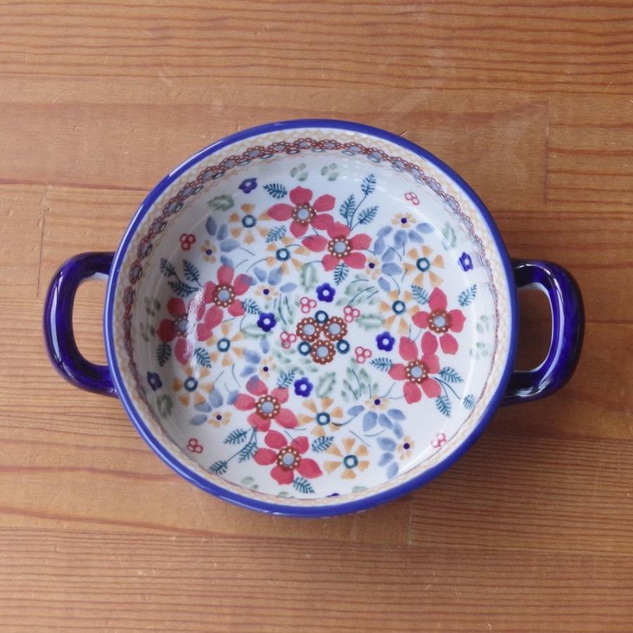 ポーリッシュポタリー ポーランド食器 持ち手付き グラタン皿 オーブンディッシュ 19cm 赤 水色 花柄 レース模様 Z153-DPLC : Flohmarkt フローマルクト - 通販 ...