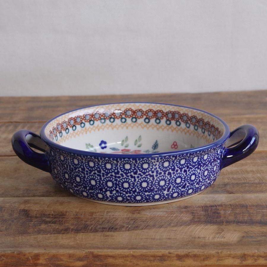ポーリッシュポタリー ポーランド食器 持ち手付き グラタン皿 オーブンディッシュ 19cm 赤 水色 花柄 レース模様 Z153-DPLC : Flohmarkt フローマルクト - 通販 ...