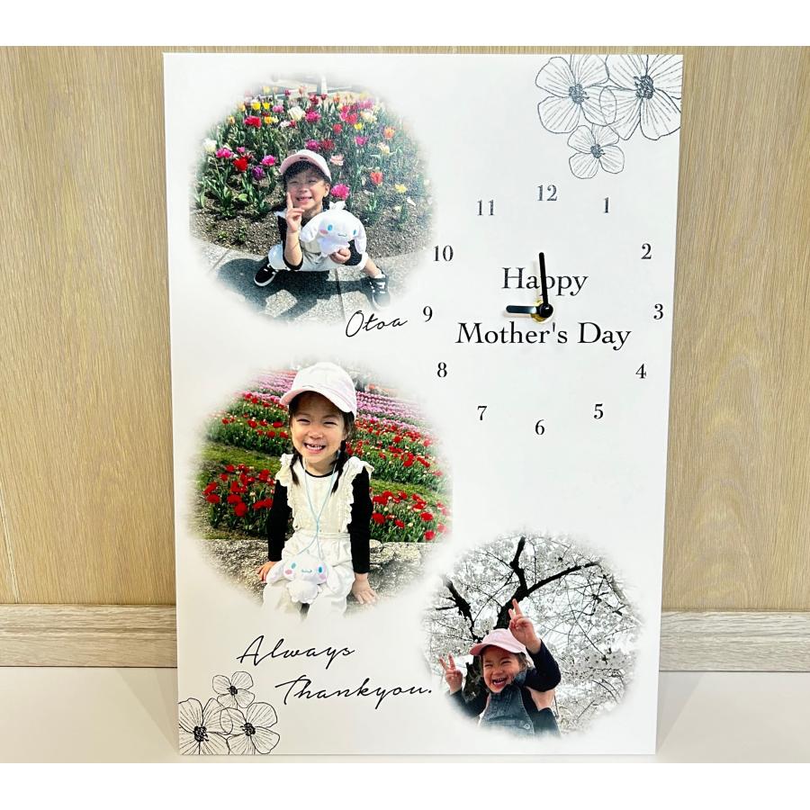 オリジナル 写真入り時計 母の日プレゼント母の日ギフト 名前入り オリジナル長方形 時計 子供写真 家族写真 ペット写真 記念日 プレゼントニューボーンフォト : florets - 通販 ...