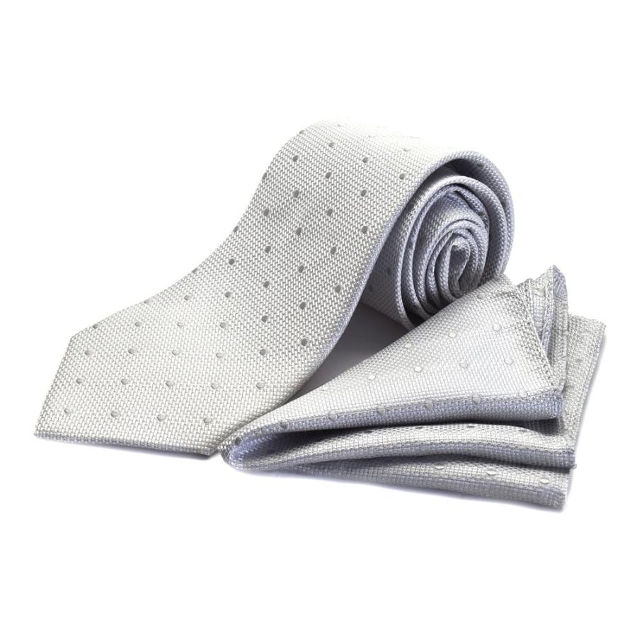 ネクタイ シルバー グレー フォーマル ポケットチーフ 礼装 結婚式 披露宴 MICHIKO LONDON ミチコロンドン 日本製 ブランド ...