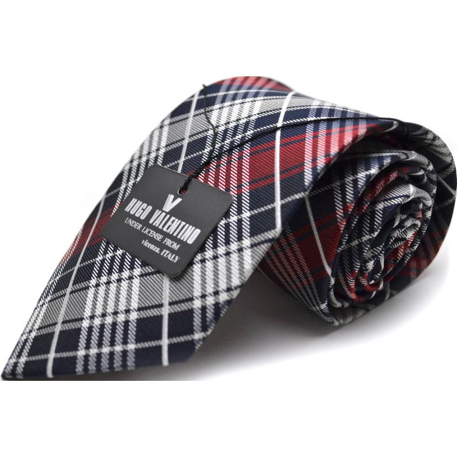 ネクタイ 父の日 ギフト 成人式 就活 コスプレ HUGO VALENTINO ジャガード TYPE-E-541 レッド チェック柄 : ネクタイの専門店Flying Blue - 通販 ...