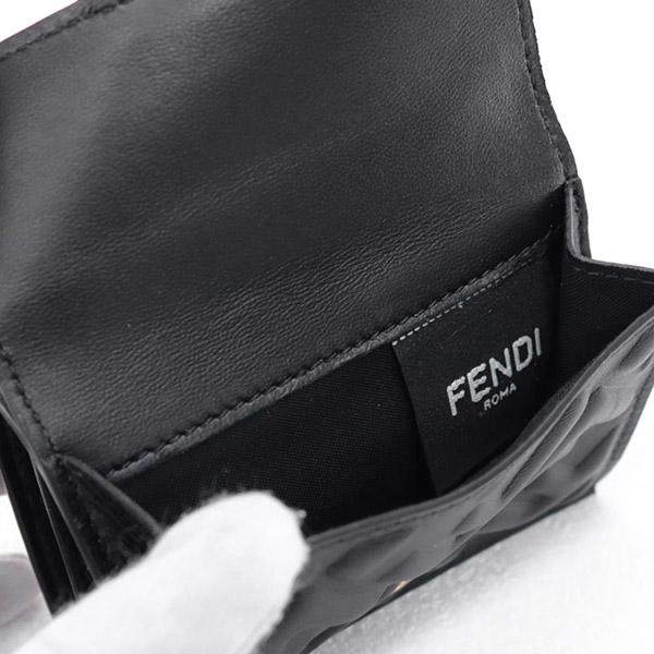FENDI フェンディ 財布 BAGUETTE MICRO TRIFOLD マイクロ ブラックナッパレザー ウォレット 折財布 FFロゴ ブラック (8M0395 AAJD F0KUR ...