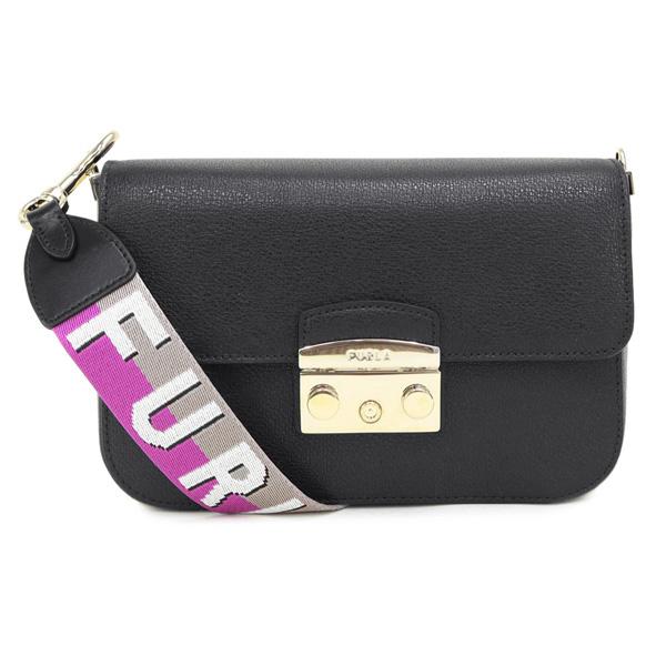 FURLA 【並行輸入品】フルラ バッグ METROPOLIS ショルダーバッグ ブラック×グレー/パープル (WB00838 BX0006 1914S NERO+MARMO VIOLET ...