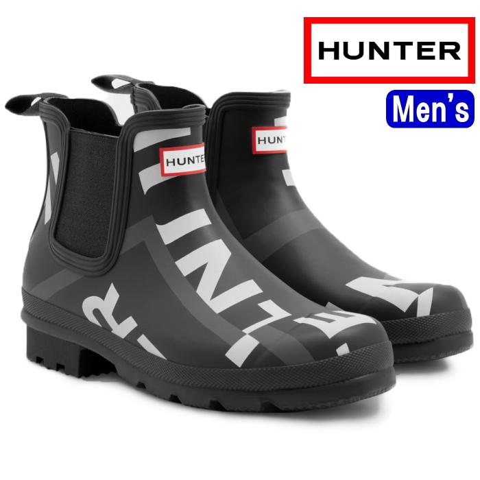 HUNTER ハンター レインブーツ メンズ MFS9119RMA 国内正規品 Mens Original Exploded Logo Print Chelsea Boots オリジナル ...