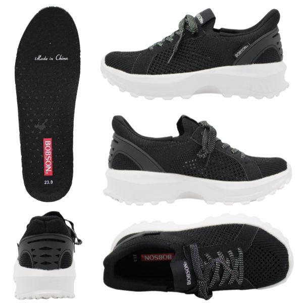 BOBSON スリッポン レディース 靴 スニーカー 黒 ブラック 白 ホワイト 軽量 ハンズフリー 妊婦 主婦 サッと履ける 手を使わない 母の日 プレゼント BS-0047 : フットワン ...