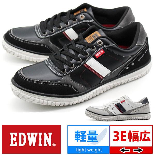 EDWIN エドウィン スニーカー メンズ 靴 黒 ブラック 白色 ホワイト 幅広 3E 軽量 軽い おしゃれ かっこいい 人気 通勤 通学 仕事 普段履き EDW-7765 : フットワン ...