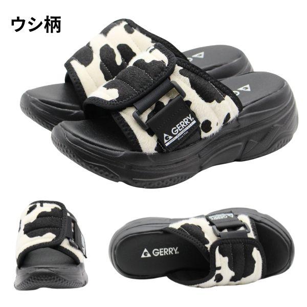 GERRY サンダル レディース 靴 黒 ブラック カーキ ウシ柄 牛柄 スポーツサンダル スポサン 厚底 可愛い カウ柄 アニマル柄 ブランド ジェリー GR-5558 : フットワン ...