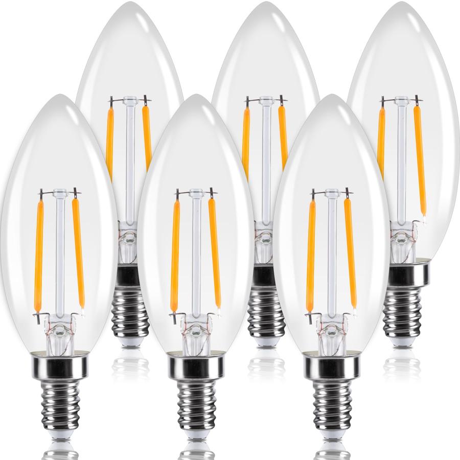 Tengyuan シャンデリア電球 LED クリア電球 25W形相当 E12口金 2W 蝋燭型 フィラメント (E12 6個入り）LED電球 電球色 : フォレストジャパンYahoo!ショップ ...
