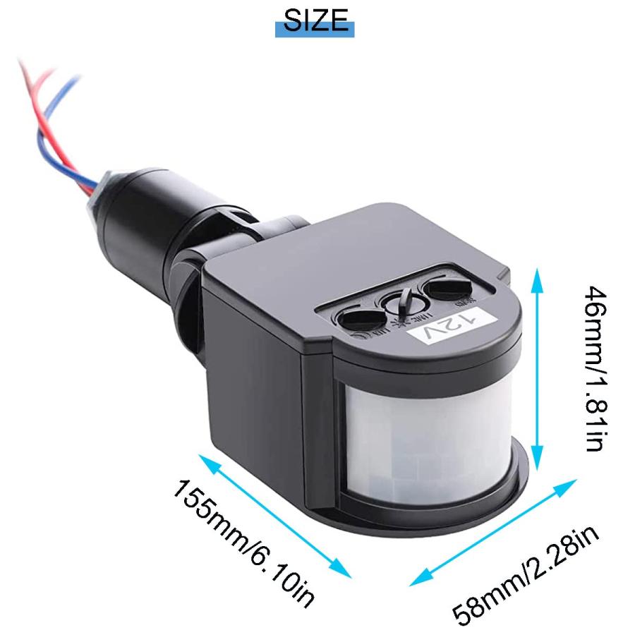 Youmile 2個 PIRモーションセンサDC 12V の自動赤外線動きセンサー スイッチ行動探知機の動きセンサー ノブの帽子を使って LEDフラッ : s-b09wtg2767 ...