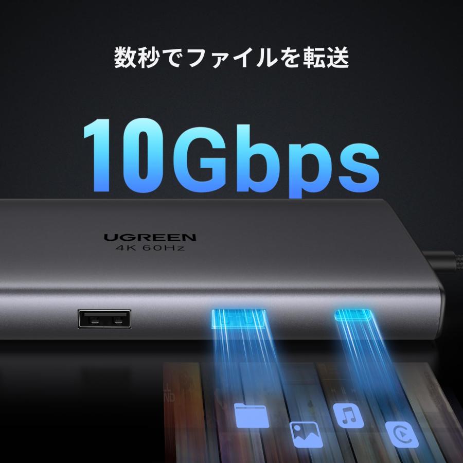 UGREEN Revodok Pro 109-usb cハブ 9 in 1 10Gbps USB-C3.2 & A3.2 高速転送ポート 4K@60H : フォレストジャパンYahoo ...