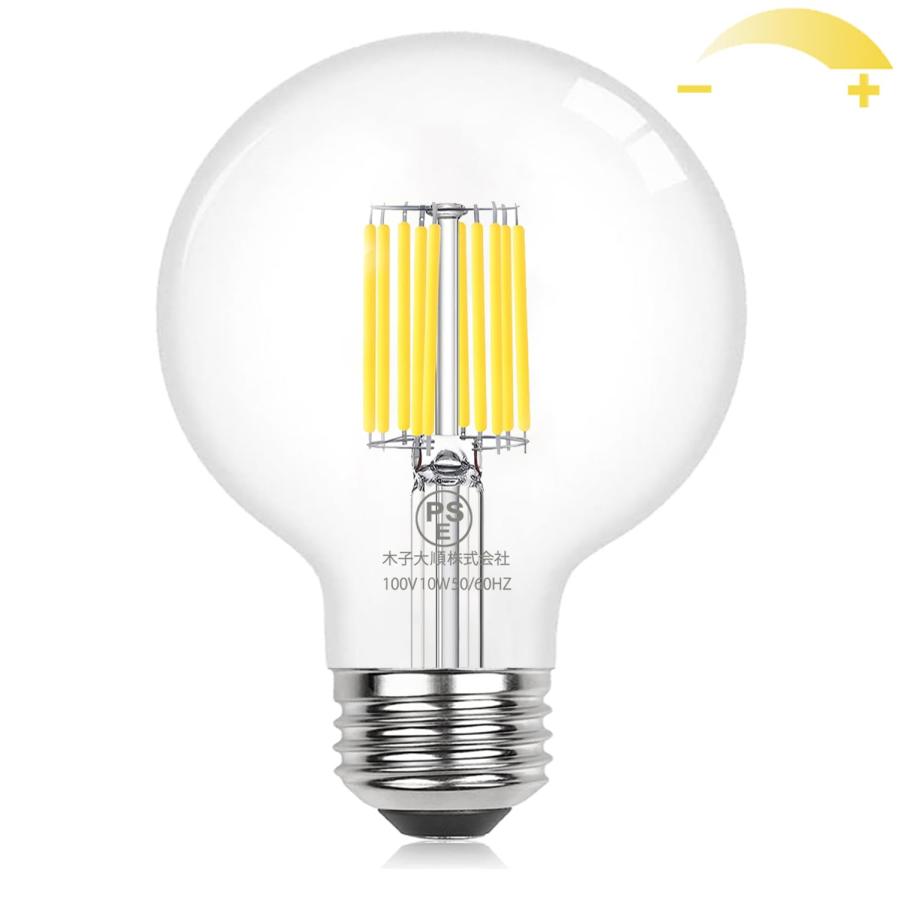 Wonninek フィラメント LED電球 エジソン電球 PSE認証済み E26口金 (10W) 100W形相当 G95 電球色相当 2700K 高輝 : フォレストジャパンYahoo ...