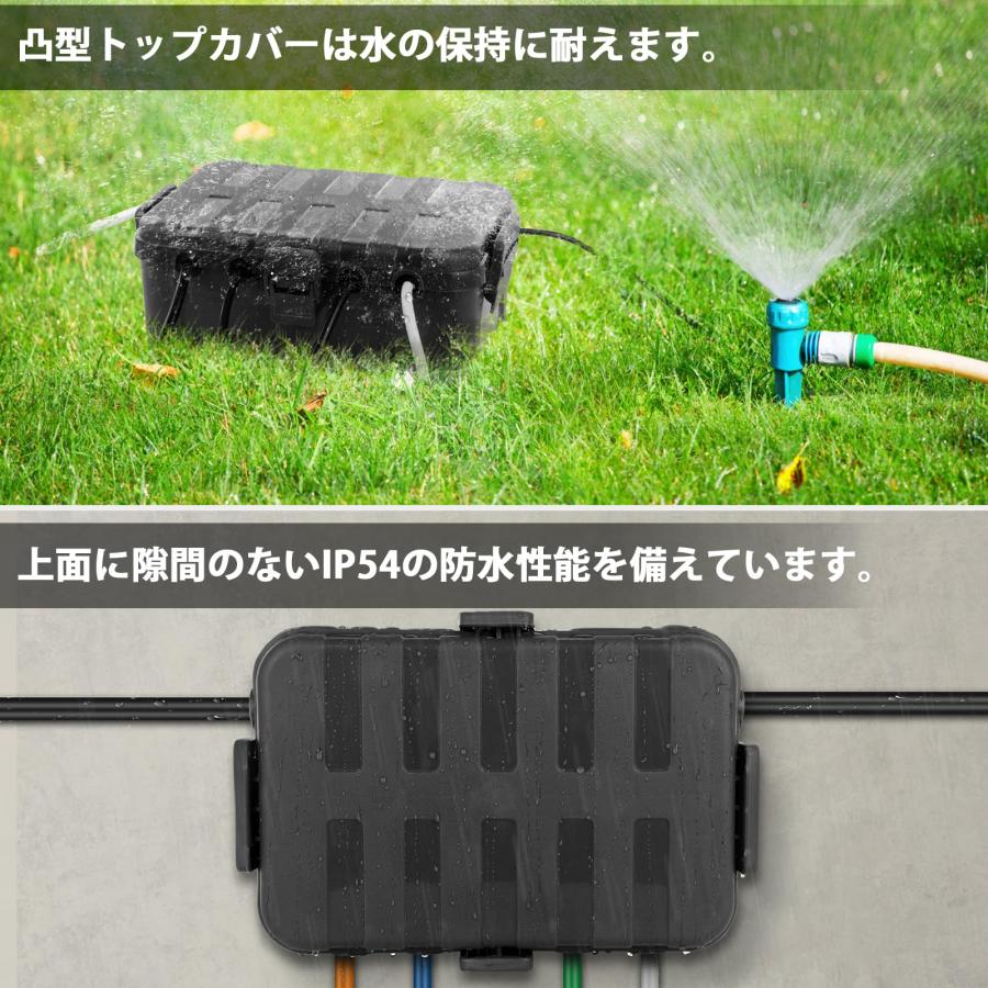 RESTMO 大型コンセントボックス 屋外 電源 防水 ボックス IP54 雨よけ 耐候性 ガーデンライト、タイマー、コンセントプラグに最適 黒 : フォレストジャパンYahoo!ショップ ...