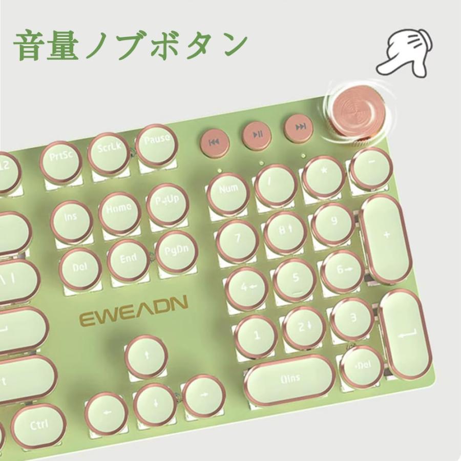 Hemo グリーンメカニカルゲーム用キーボード EWEADN V20レトロ スチームパンク ヴィンテージ タイプライタースタイルキーボード green : フォレストジャパンYahoo ...