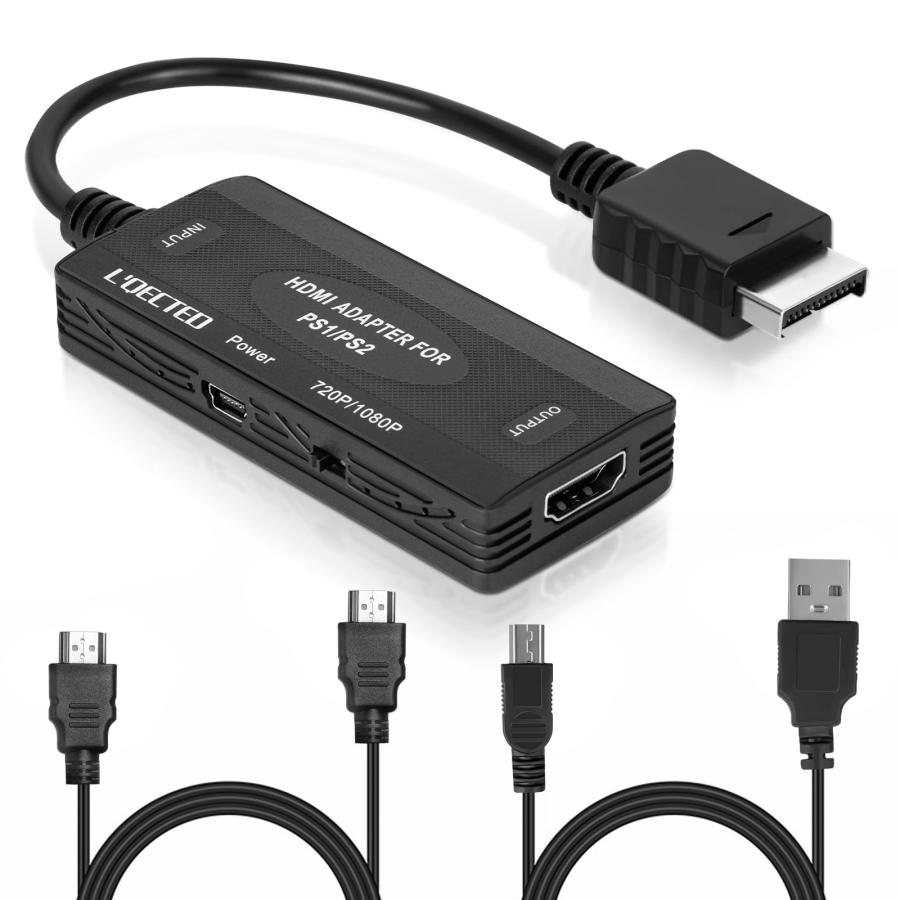 PS1/PS2 to HDMI 変換アダプタ L'QECTED PS1 PS2 変換コンバーター 720P/1080P 変換【USB電 ...