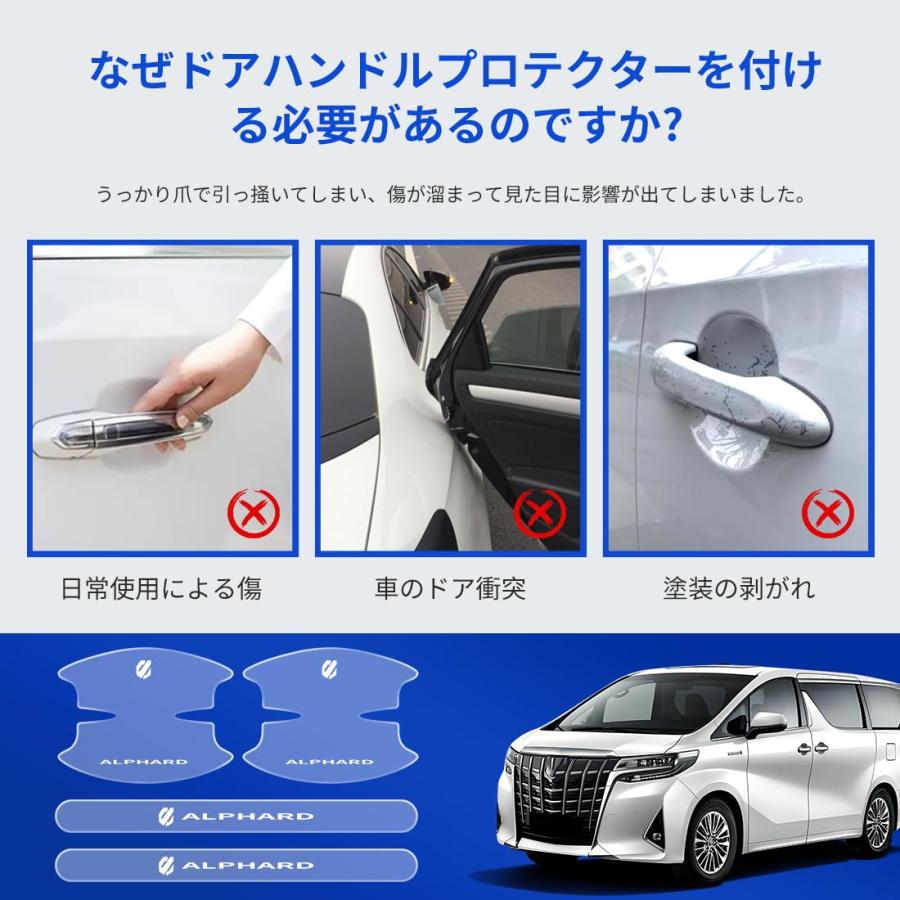 LUTU ドアハンドル プロテクター パーツ 最新型トヨタ アルファード2023(令和5)年6月 発売モデルに適用 キズ防止 滑り止め 手触りいい 塗 : s-b0d3d7snh6 ...
